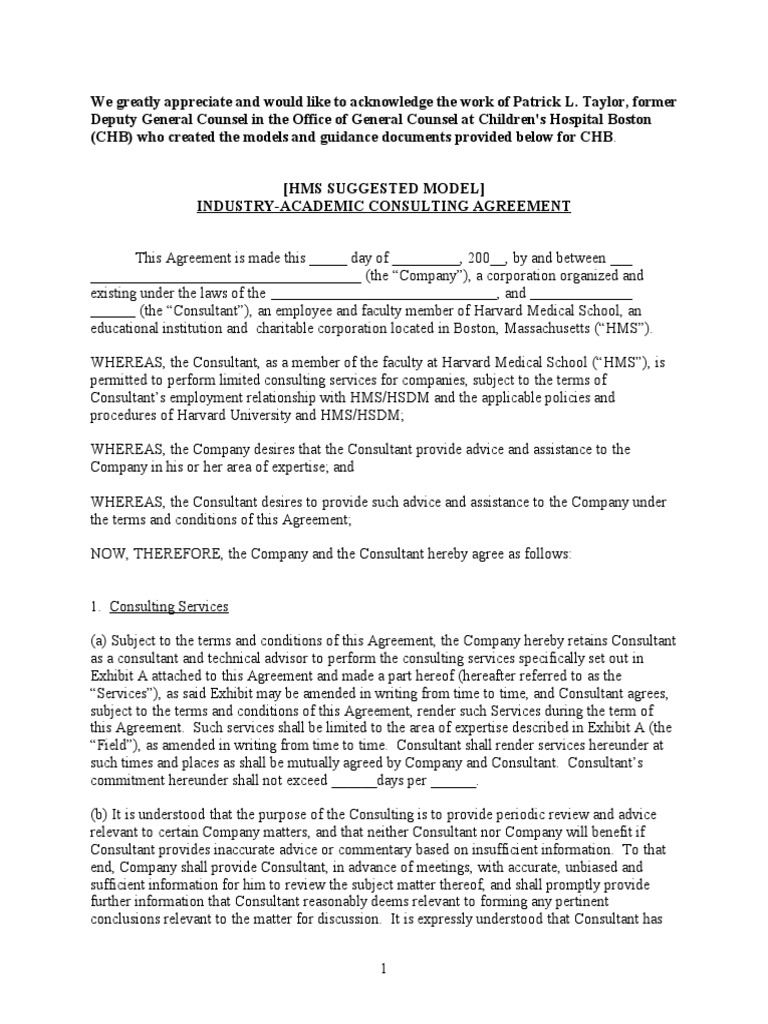 Consulting Agrmt HMS Model Template | PDF