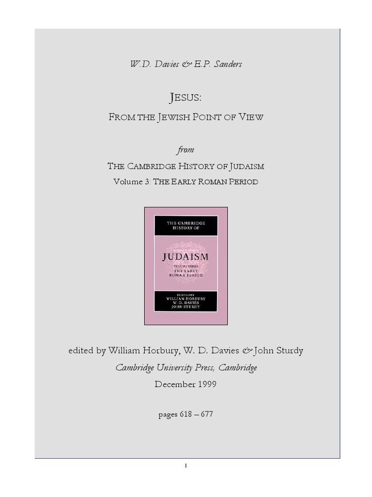 1999 - W.D Davies & E.P. Sanders - Jesus. From The Jewish Point of View ...