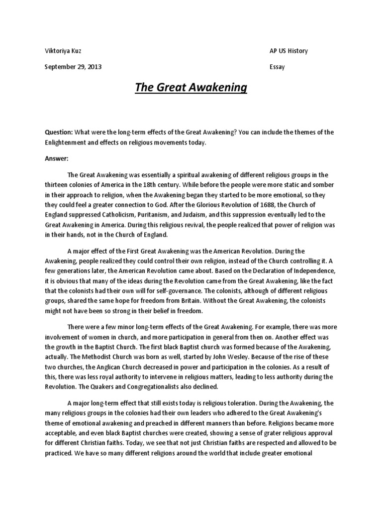 The Great Awakening: Question: What Were The Long-Term Effects of The ...