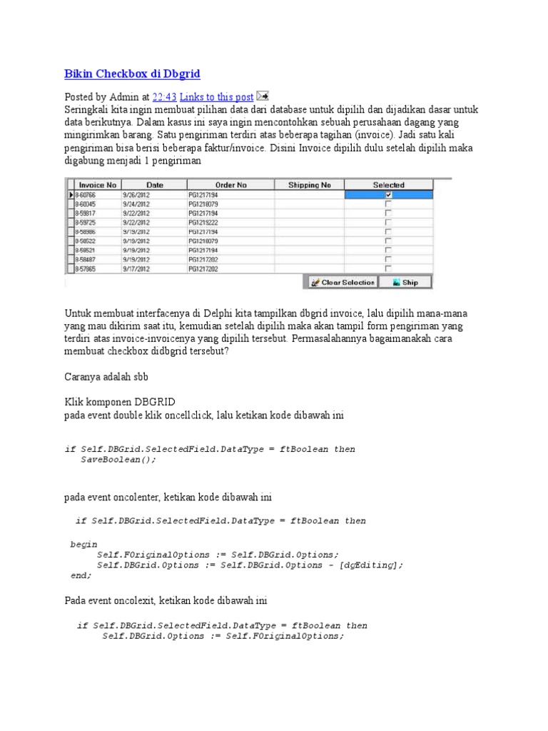Bikin Checkbox Di Dbgrid | PDF