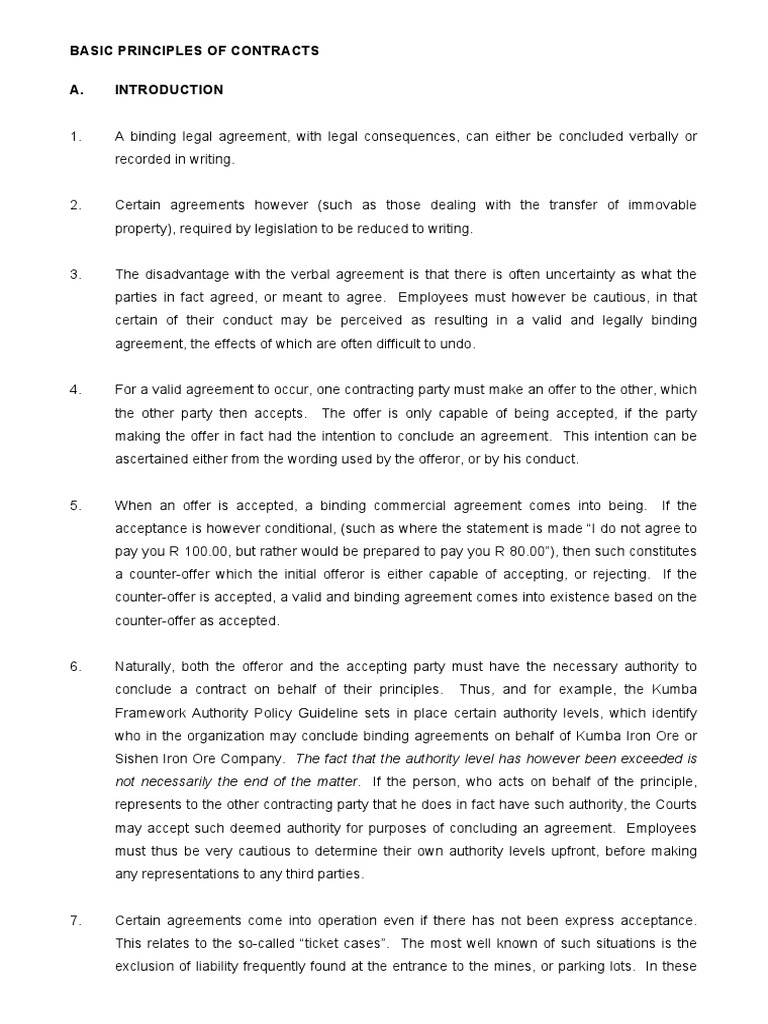 Basic Principles of Contracts | PDF | Offer And Acceptance ...