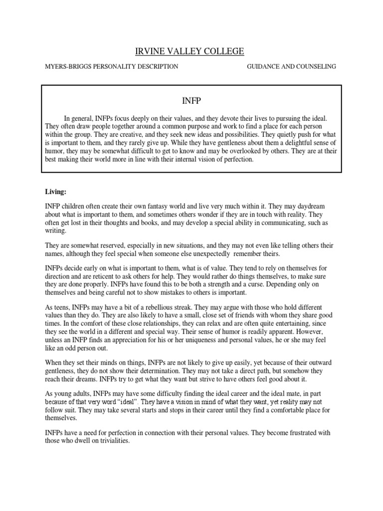 INFP | PDF | Psychologist | Leadership