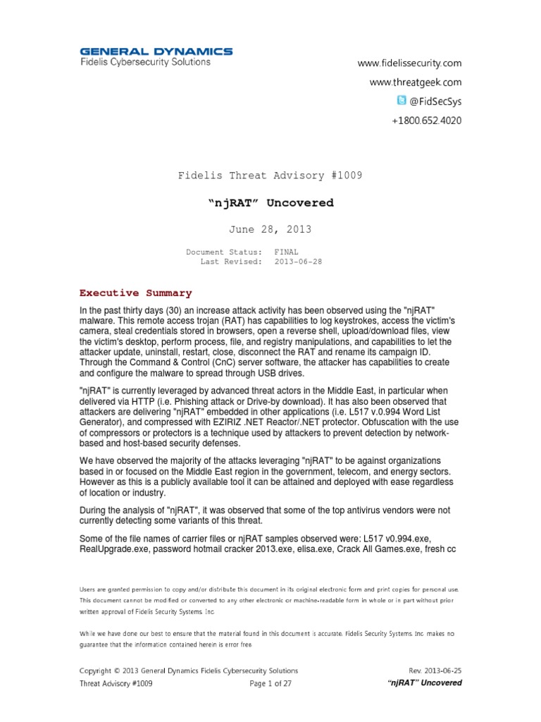 Njrat Uncovered | PDF | Malware | Antivirus Software