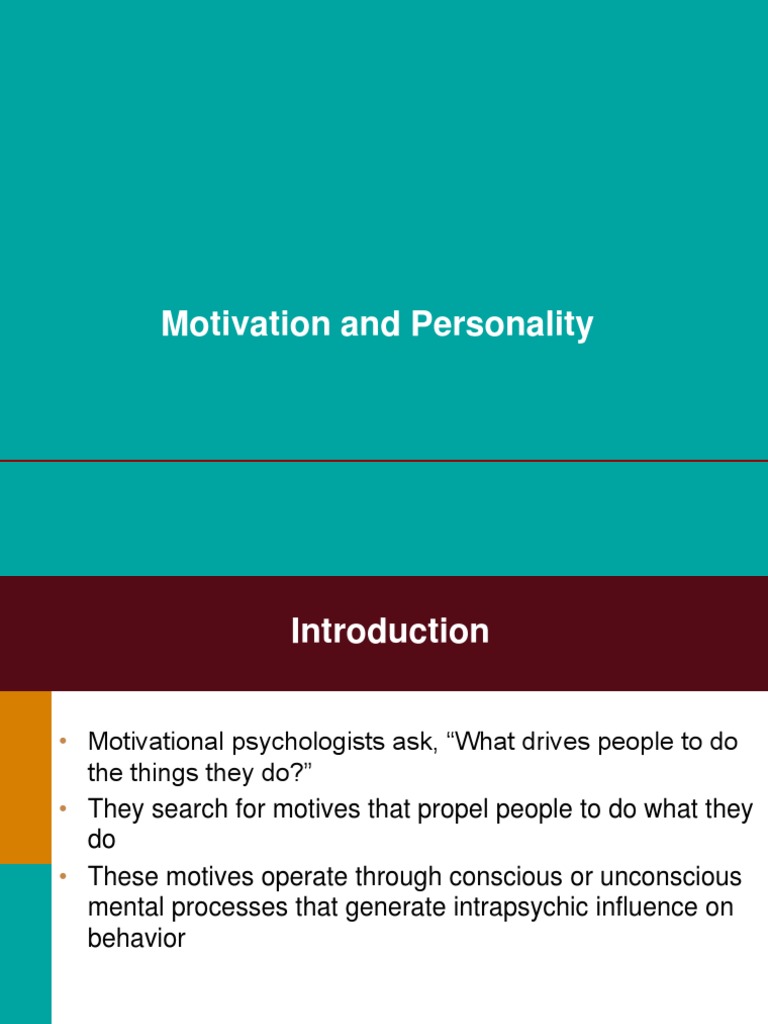 Motivation and Personality | PDF | Motivation | Motivational