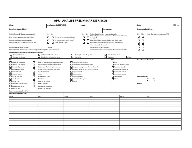 APR - Modelo em Branco | PDF