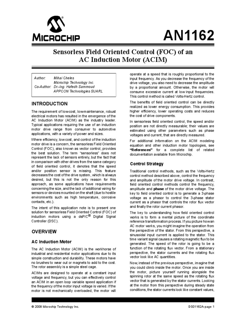 Sensorless Field Oriented Control (FOC) of An AC Inductive Motor | PDF ...