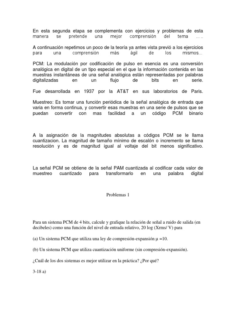 Ejercicios PCM | Descargar gratis PDF | Muestreo (procesamiento de ...