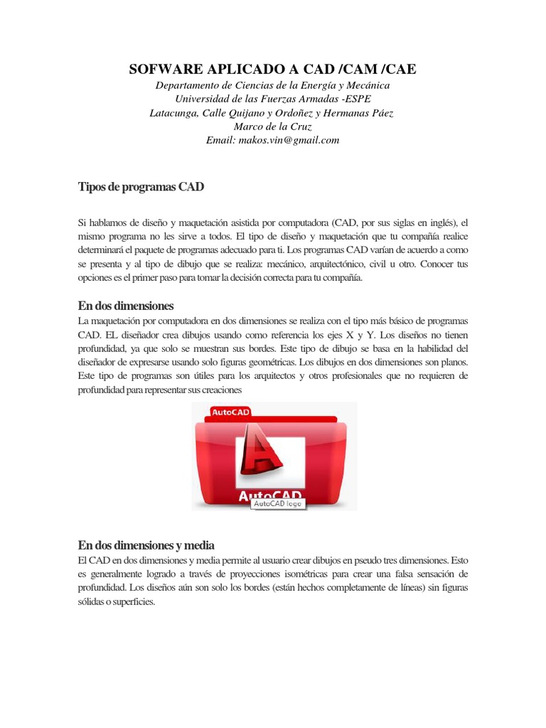 Software Aplicado A Cad Cam Cae | PDF | Diseño asistido por ordenador ...
