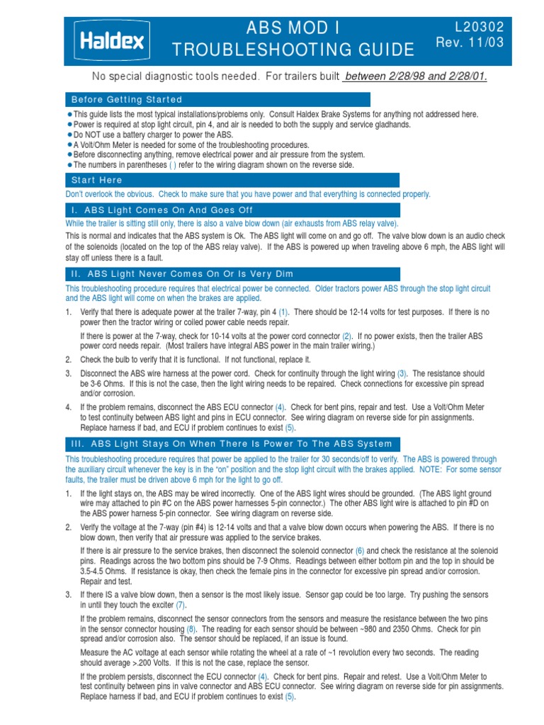 Abs Mod I Troubleshooting Guide: No Special Diagnostic Tools Needed ...