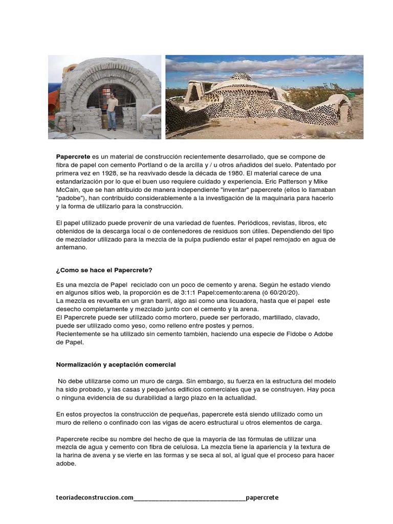 Paper Crete | PDF | Papel | Cemento
