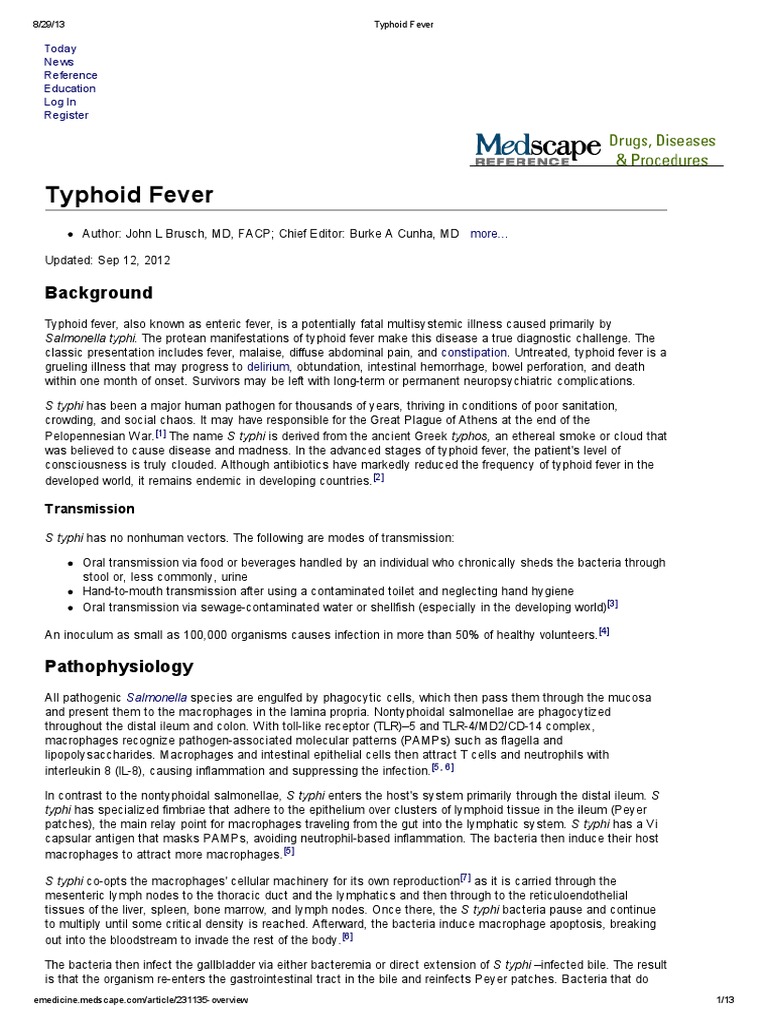 Typhoid Fever | PDF | Lymphatic System | Salmonella