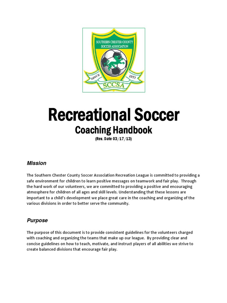 Coaches Handbook Recreational Soccer | PDF | Football Codes | Sports ...