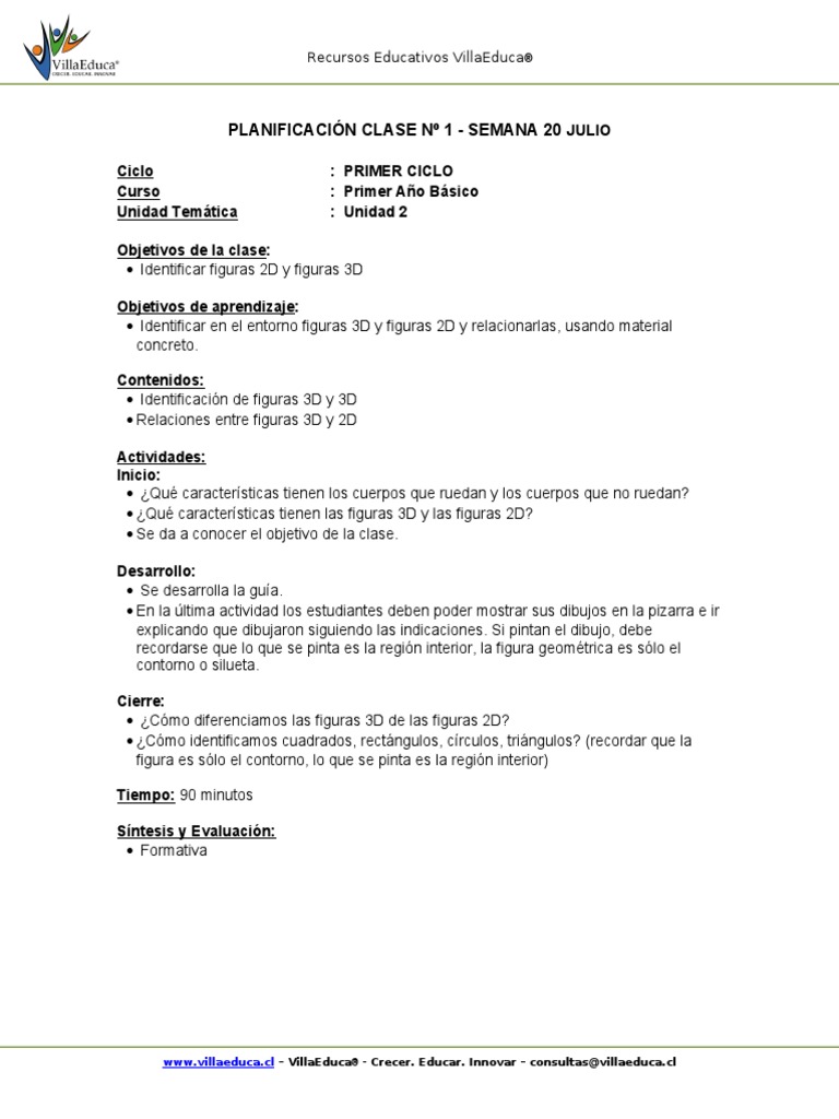 Planificación Clases Geometría 2D y 3D | PDF | Dibujo | Aprendizaje