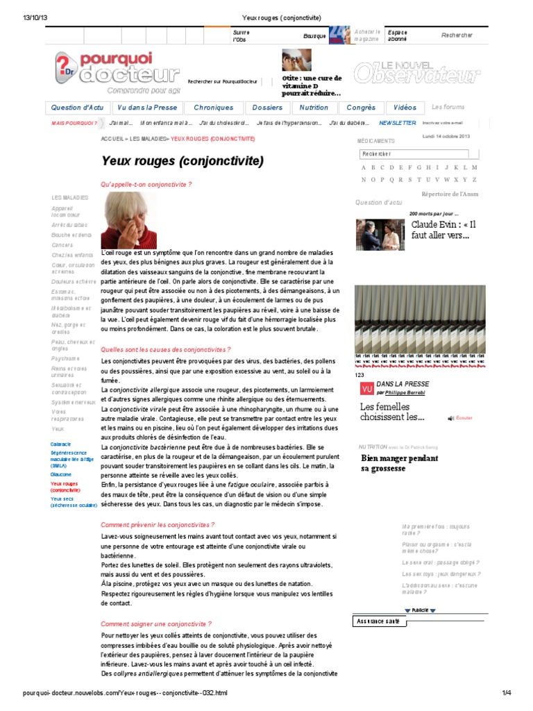 Yeux Rouges (Conjonctivite) | PDF