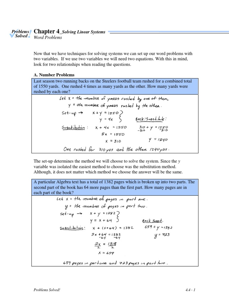 Chapter 4 - Word Problems PDF | PDF | System Of Linear Equations | Angle