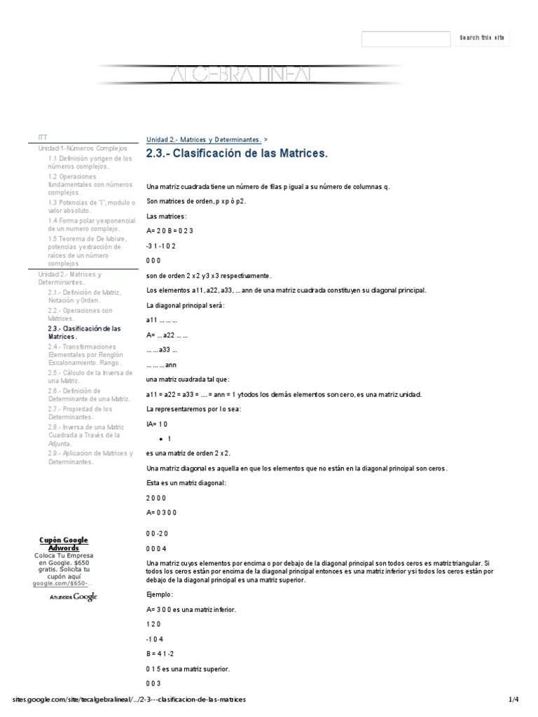 2.3. - Clasificación de Las Matrices | Descargar gratis PDF ...