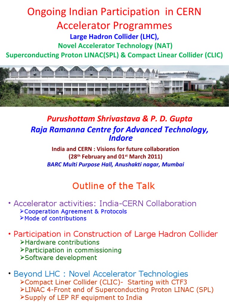 Indian Participation in CERN Accelerator Programmes | PDF | Large ...
