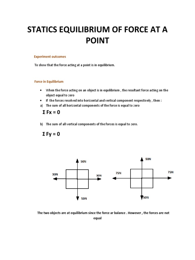 Statics Equilibrium of Force at A Point | PDF | Force | Euclidean Vector