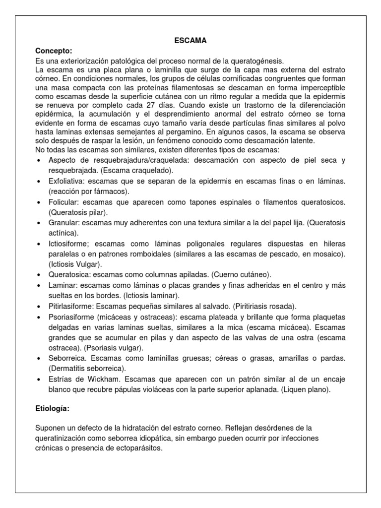 ESCAMA | PDF | Epidermis | Piel