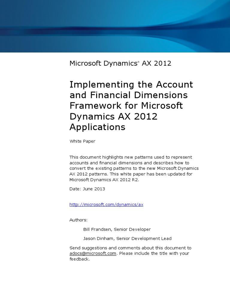 Implementing The Account and Financial Dimensions Framework AX2012 | Download Free PDF | Array ...