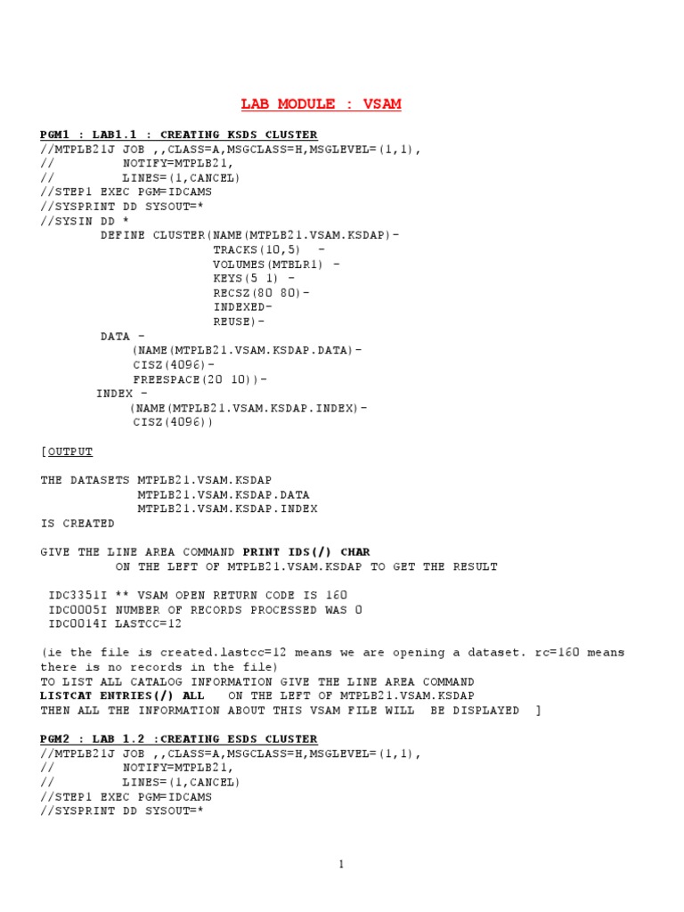 Vsam Prog | PDF | Operating System Technology | Computer Data Storage