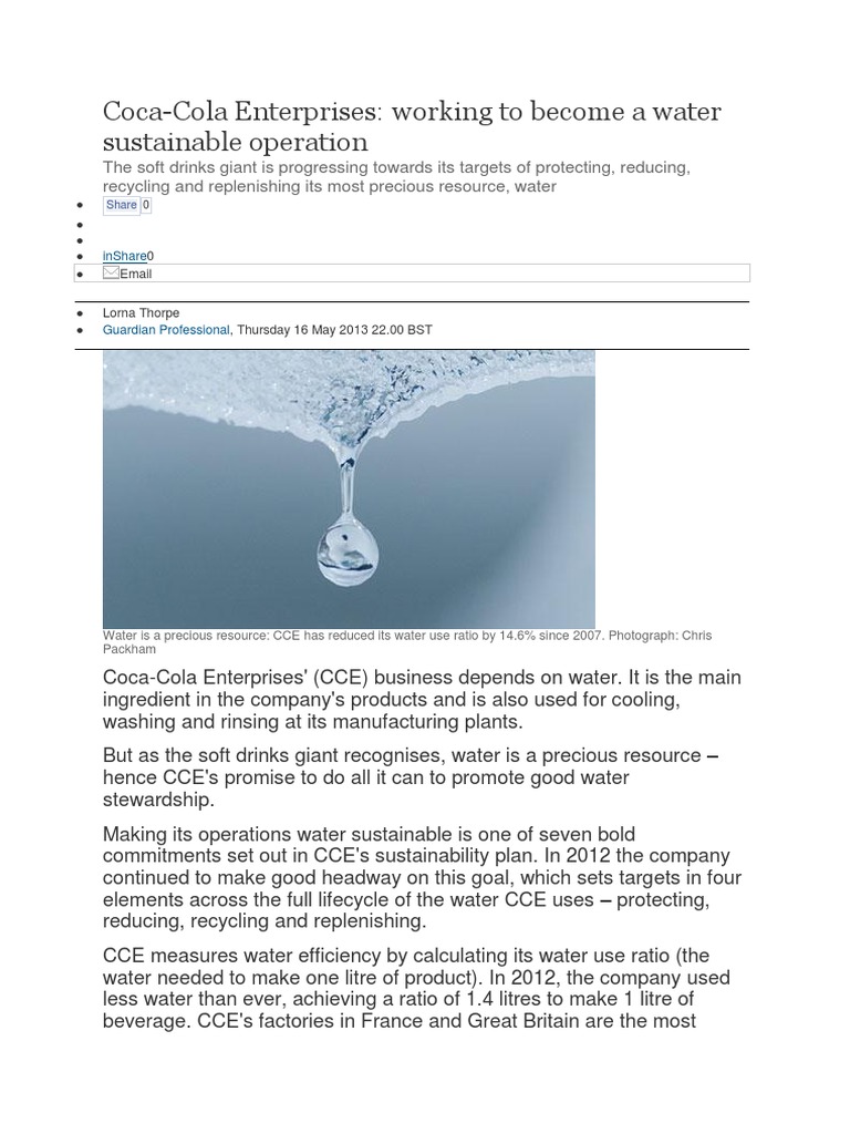 Coca-Cola Enterprises: Working To Become A Water Sustainable Operation ...
