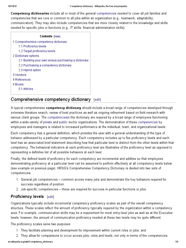 Competency Dictionary | PDF | Competence (Human Resources) | Accountability