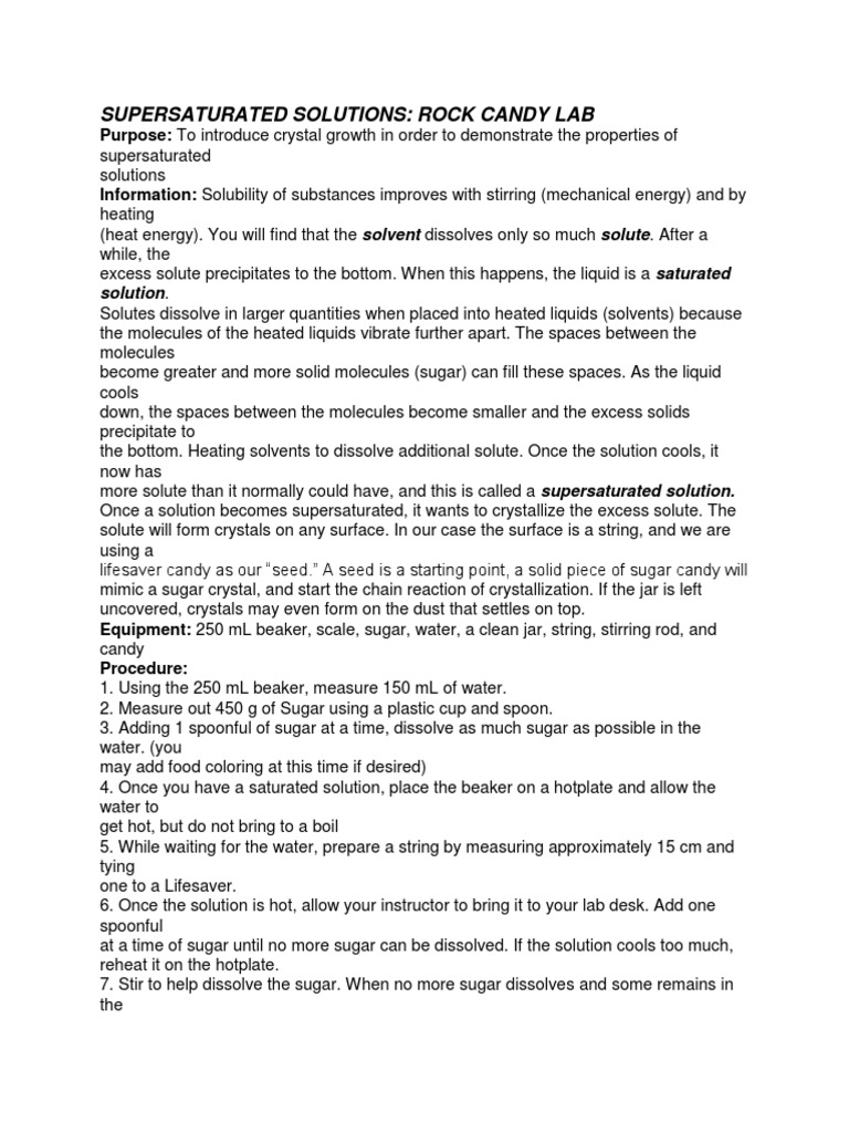 Supersaturated Solutions | PDF