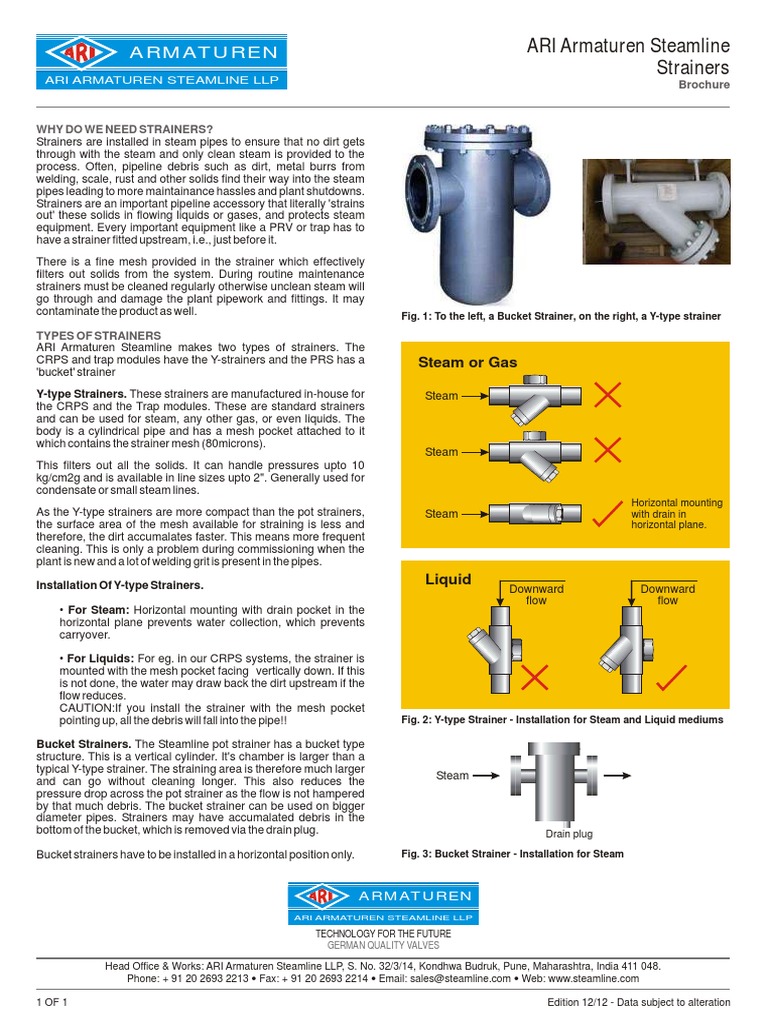 ARI Strainer | PDF | Steam | Pipe (Fluid Conveyance)