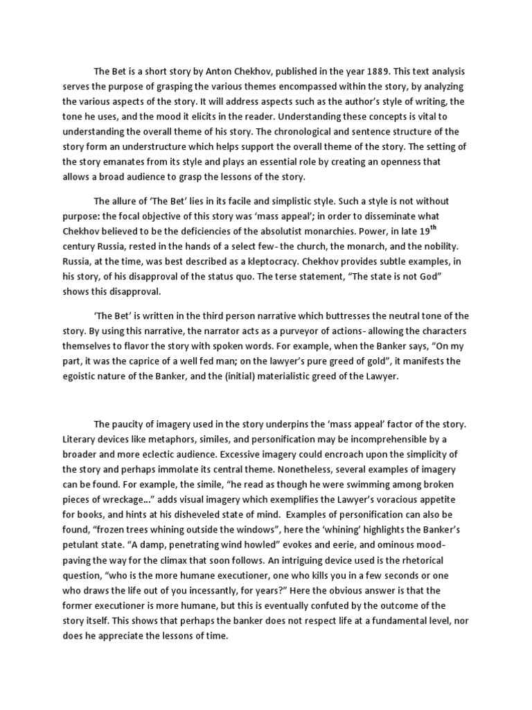 Analysis of Chekhov's "The Bet" Themes | PDF | Narrative