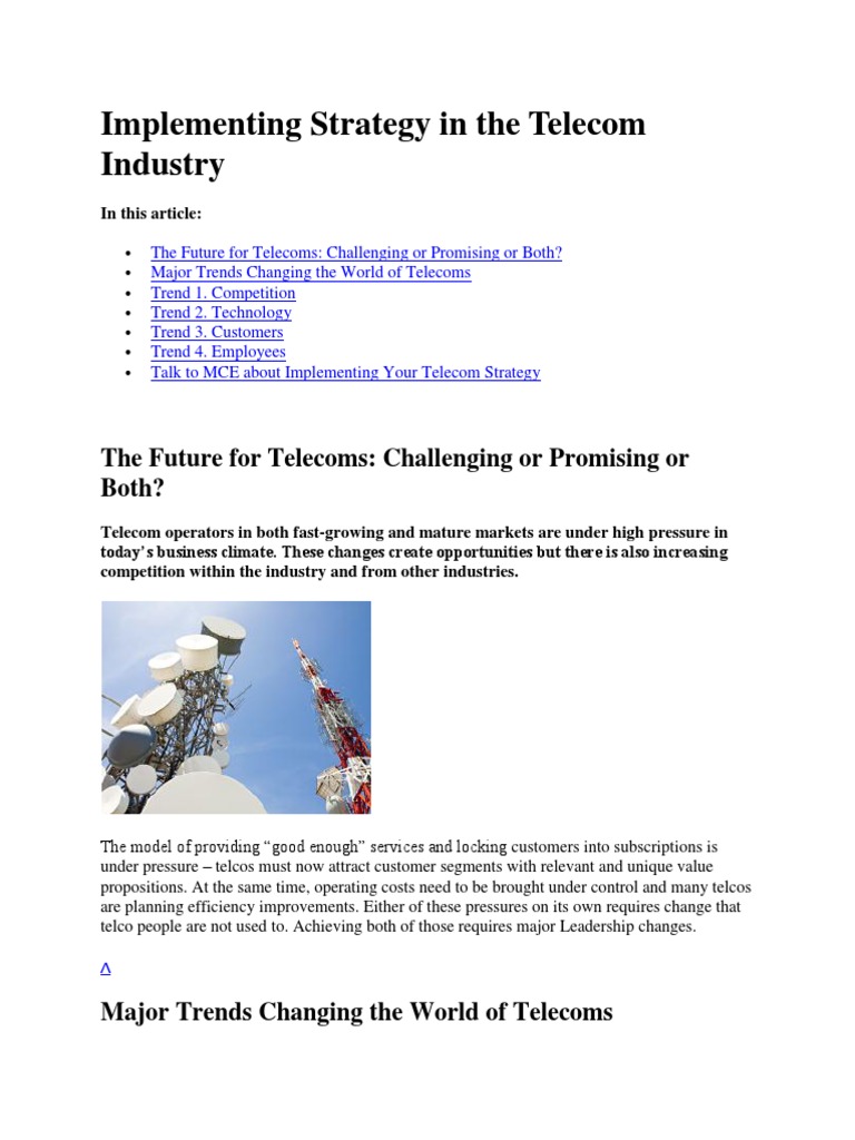 Implementing Strategy in The Telecom Industry: The Future For Telecoms ...