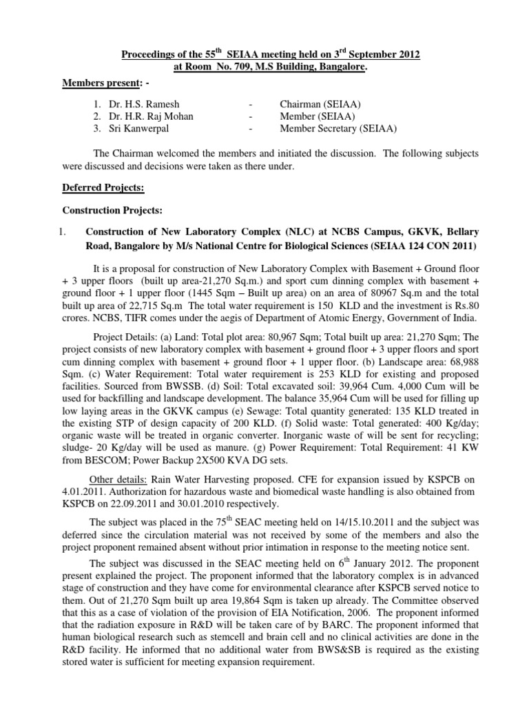55th SEIAA Meeting - 03.09.2012 | PDF | Environmental Impact Assessment ...