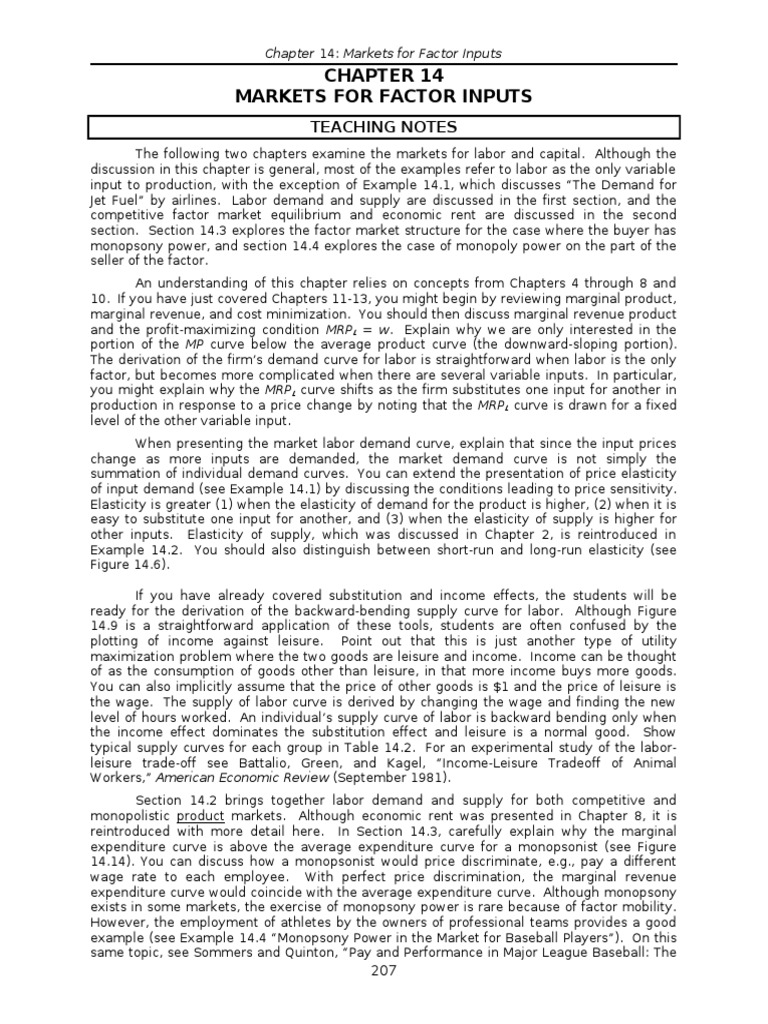 Factor Input Markets: Labor and Capital Insights | PDF | Labour ...