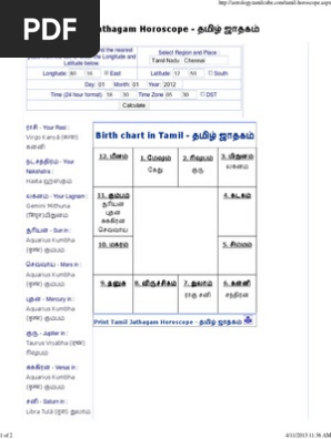Astrology Birth Chart In Tamil