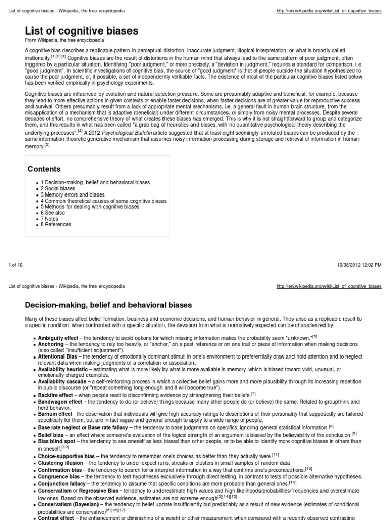 List of Cognitive Biases | PDF | Bias | Recall (Memory)
