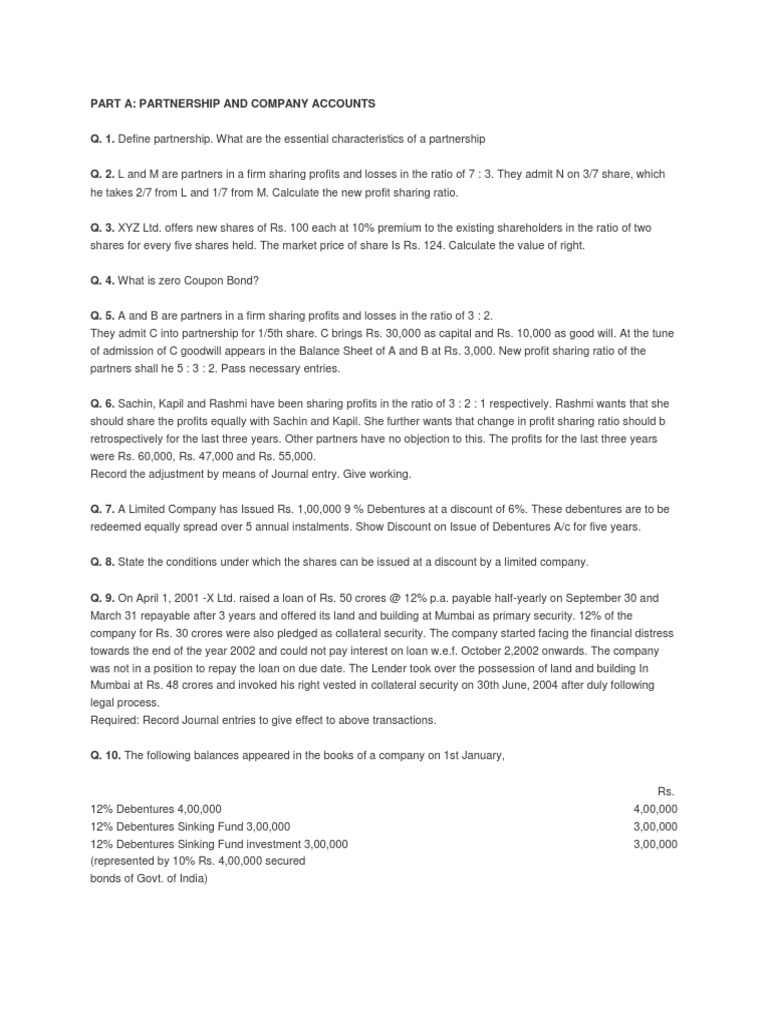 Accountancy For Class XII Full Question Paper | PDF | Balance Sheet ...