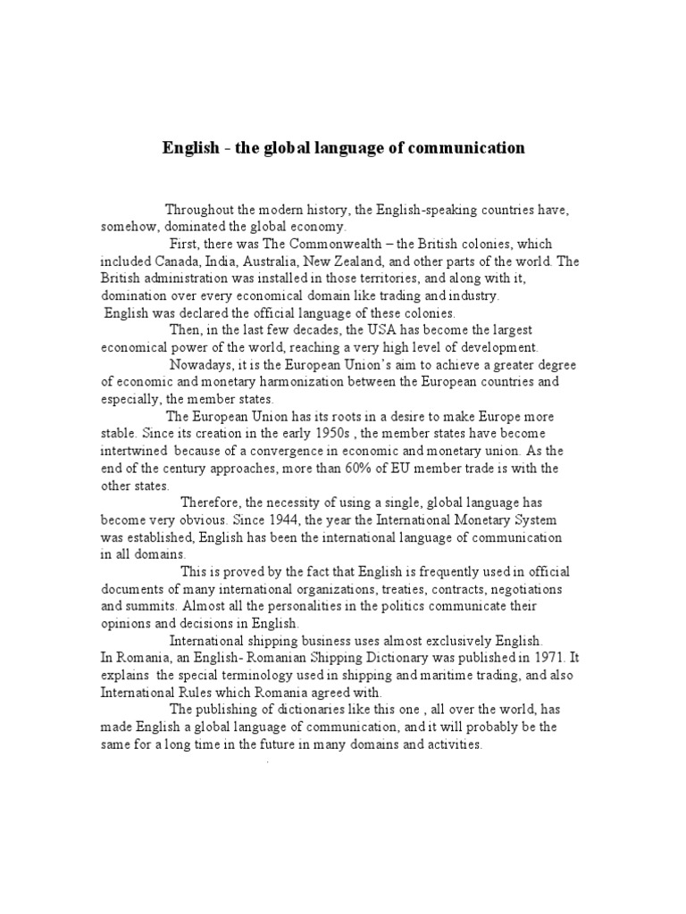 English - The Global Language of Communication | PDF