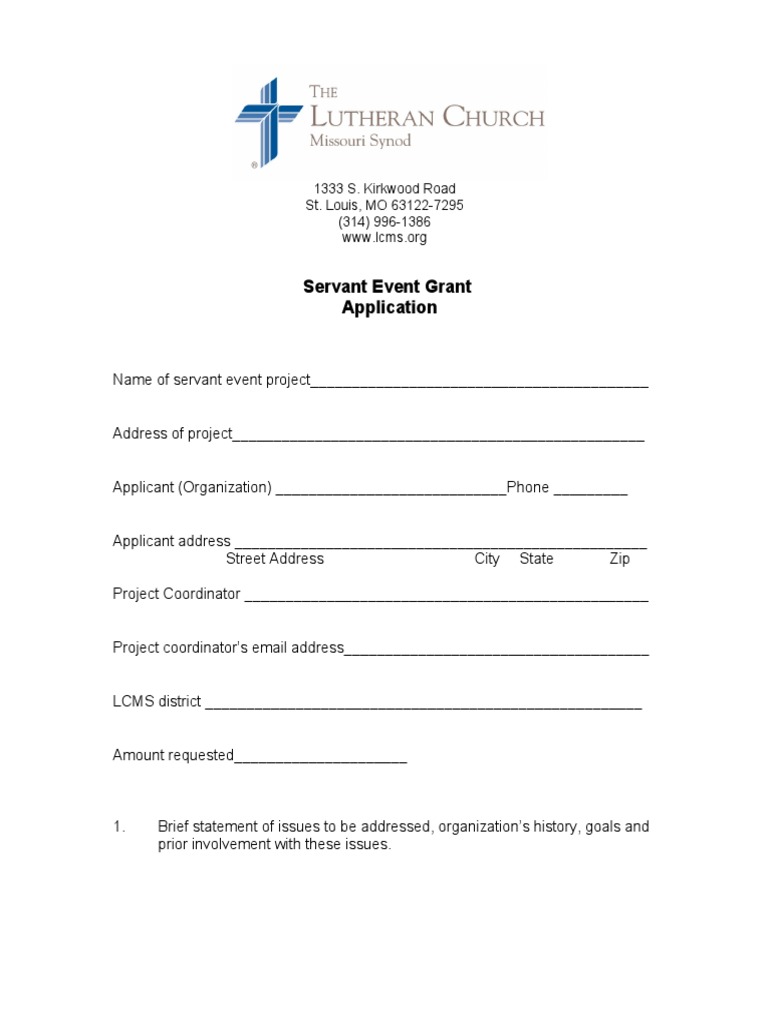 Servant Event Grant Application Form | PDF | Career & Growth | Business