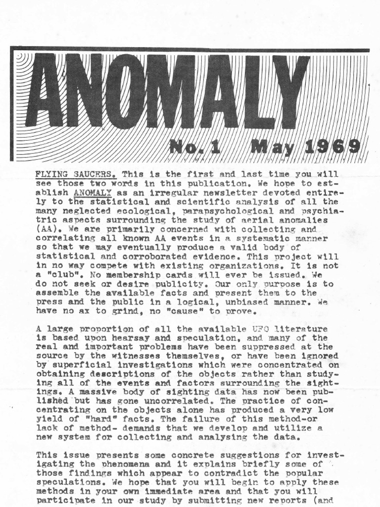 John A. Keel - Anomaly #1, May 1969 (Pages 1 - 18) | PDF