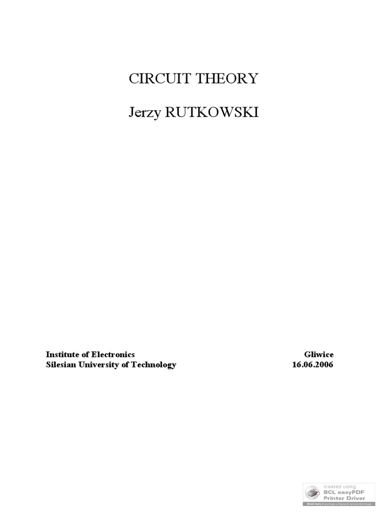Jerzy Rutkowski - Circuit Theory | PDF | Electrical Network | Network ...