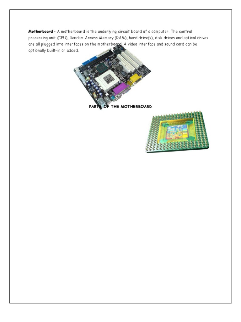 Parts of Motherboard | PDF | Electrical Connector | Personal Computers