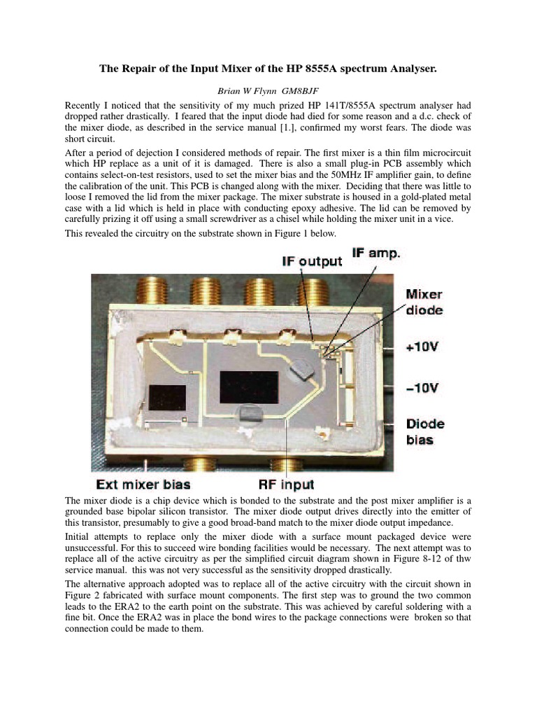 HP Spectrum Analyzer 141T Mixer | PDF | Electronic Circuits | Transistor