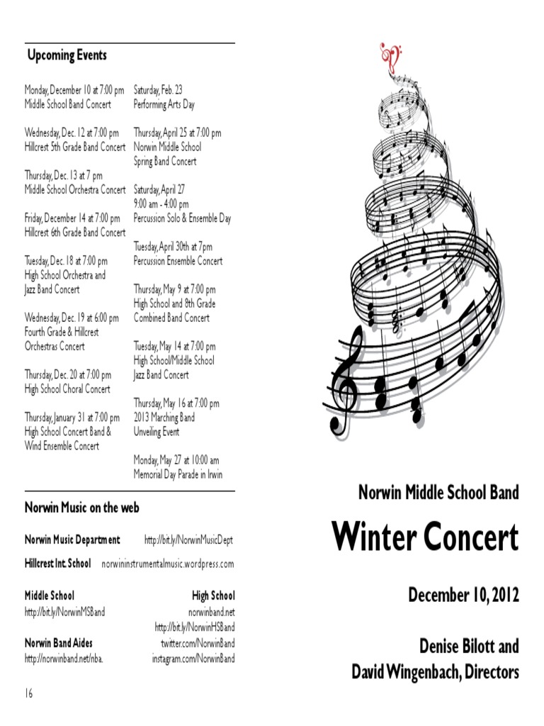 Norwin Middle School Concert Band Program Winter 2012 | PDF | Music ...