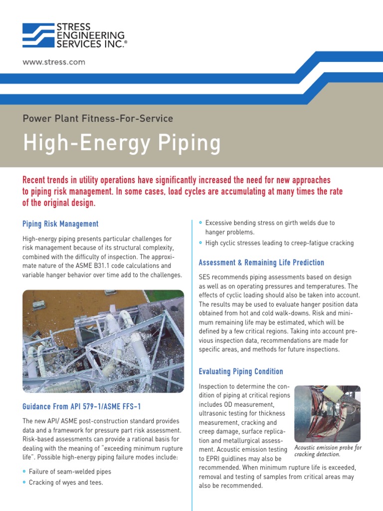 SES - High Energy Piping | PDF | Pipe (Fluid Conveyance) | Risk