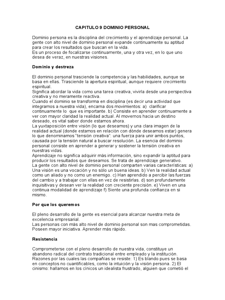 Capitulo 9 Dominio Personal Quinta Disciplina | PDF | Intuición ...