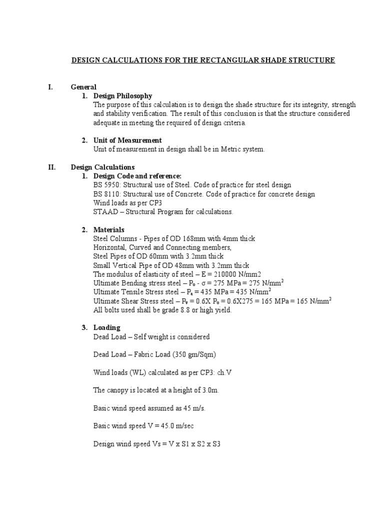 Design Calculations For Structure | PDF | Strength Of Materials | Civil ...