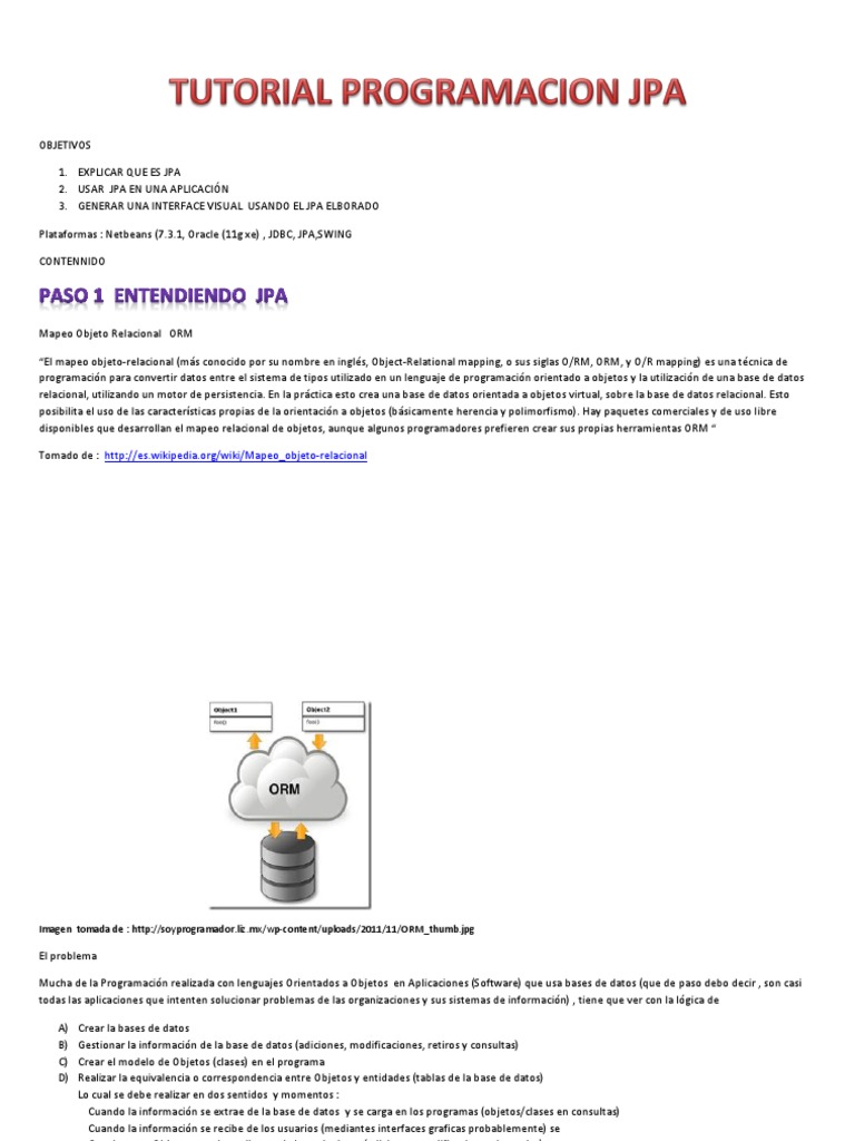 Tutorial Programacion JPA SWING | PDF | Mapeo Relacional de Objetos ...