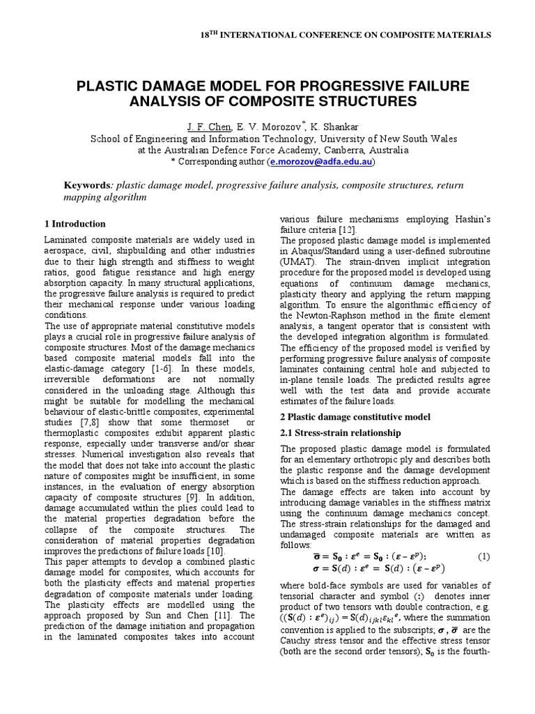 Plastic Damage Model For Progressive Failure Analysis of Composite ...