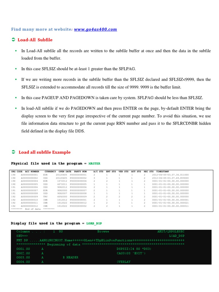 As400 - Load All Subfile | PDF | Computer Data | Data Management