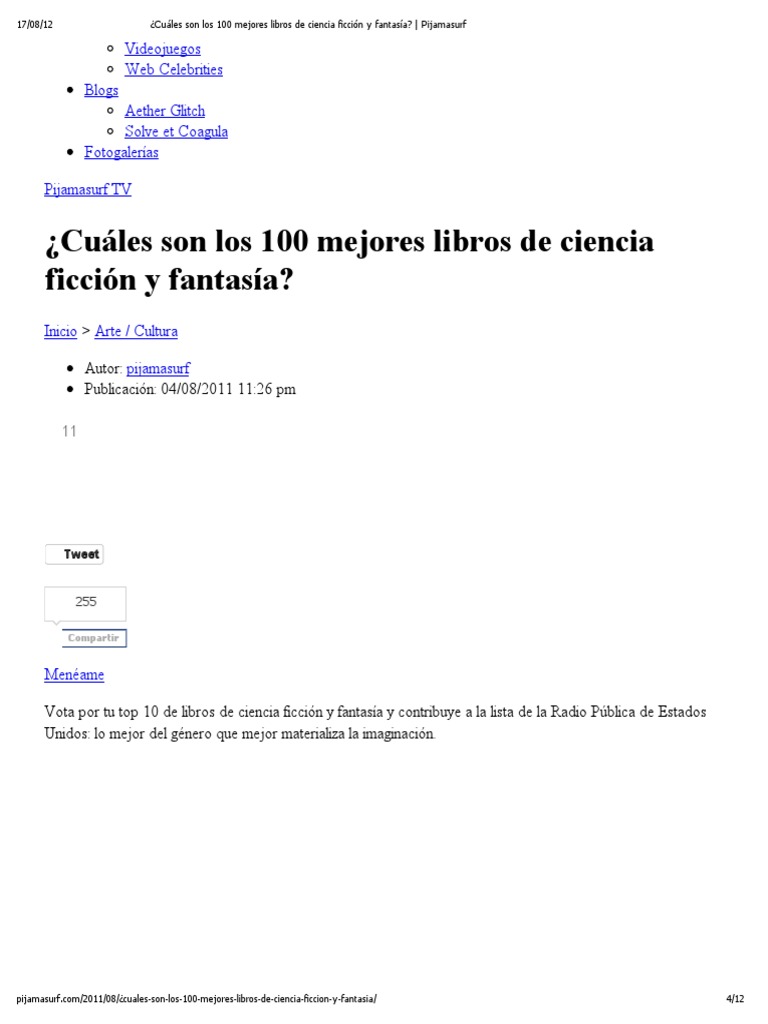 ¿Cuáles Son Los 100 Mejores Libros de Ciencia Ficción y Fantasía ...